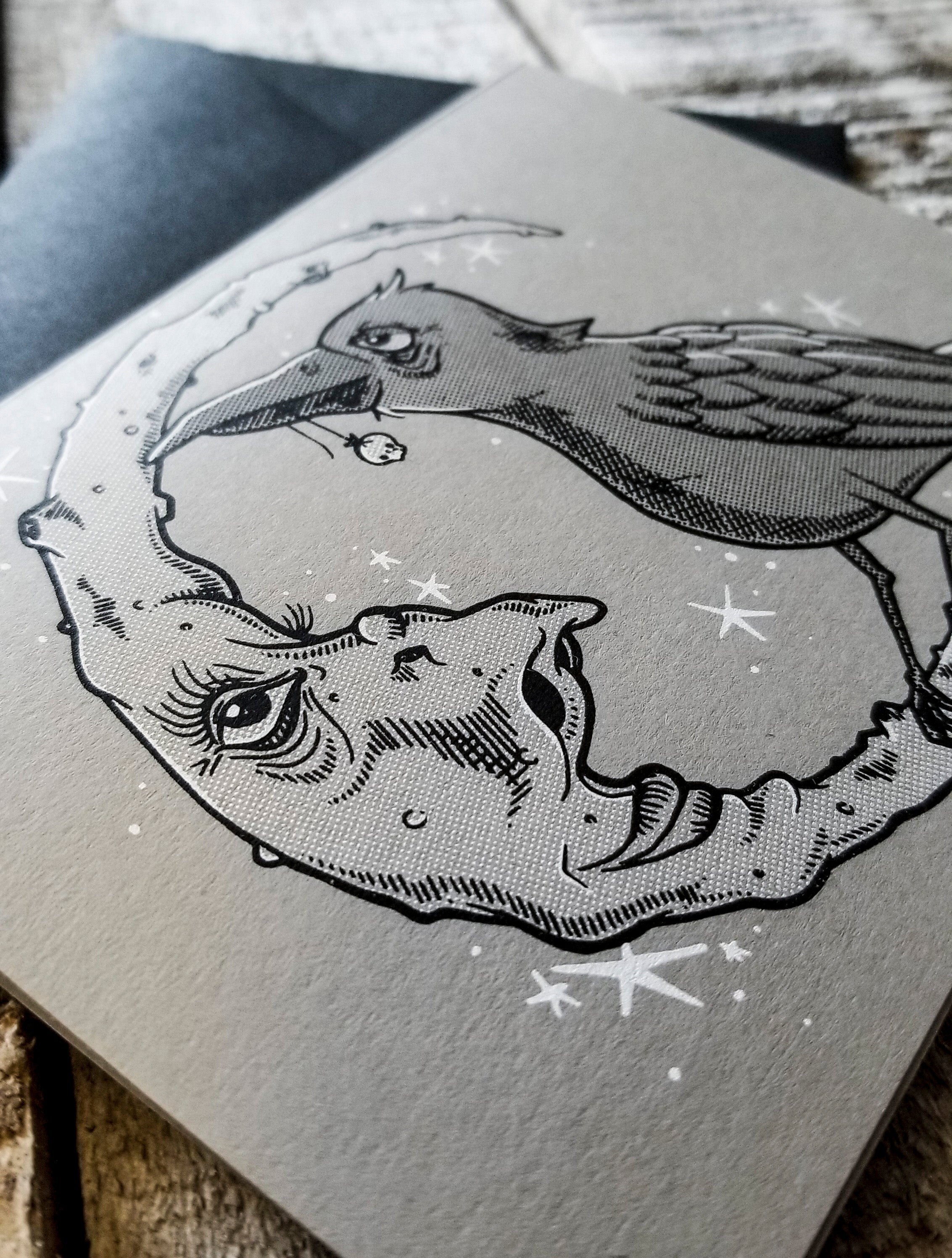 Sleepy Raven · Greeting Card – Fingers Duke